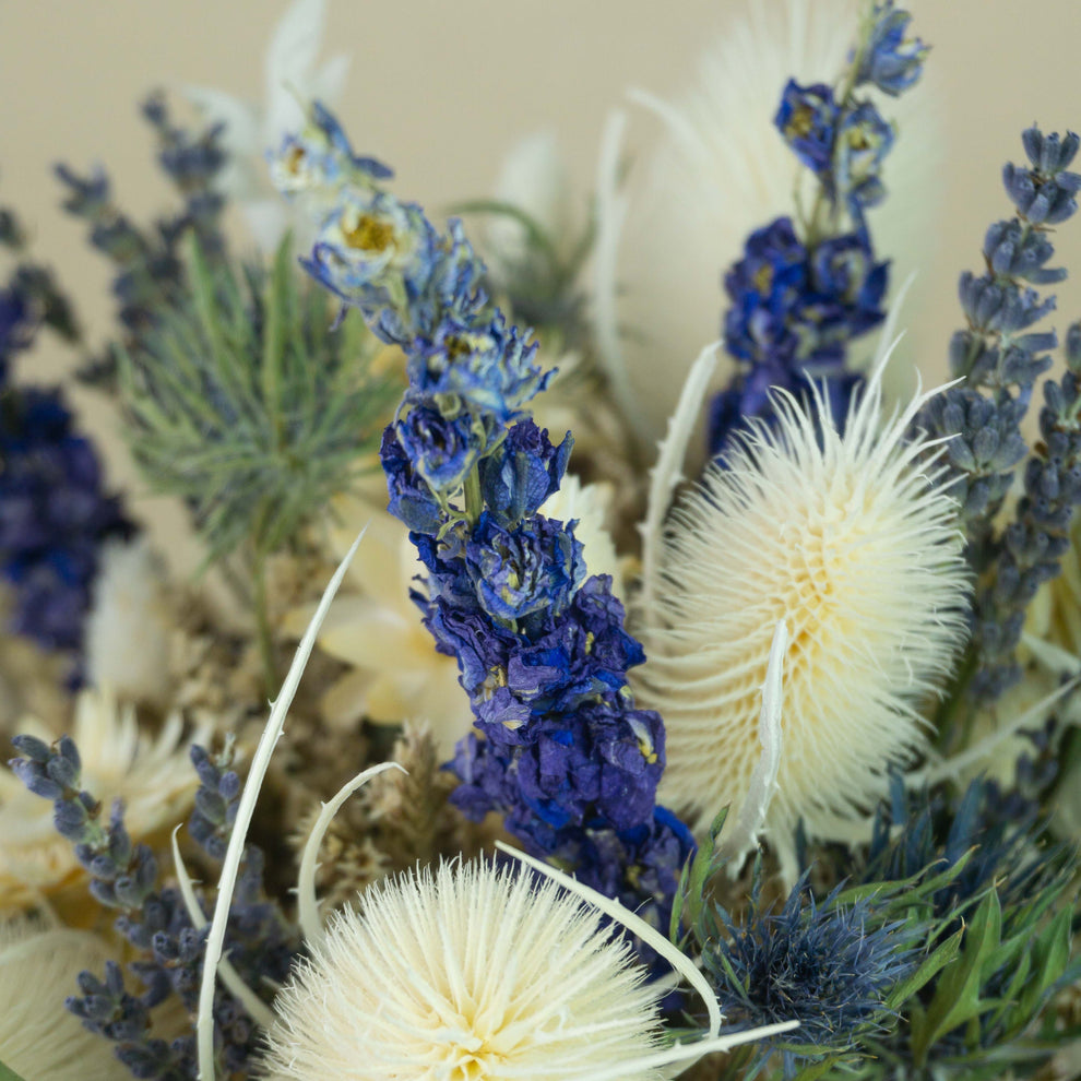 Blue Moon Dried Bouquet – Damselfly Florals & Events